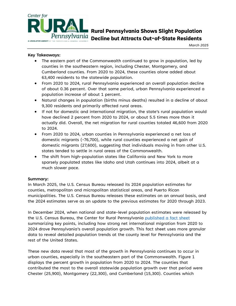 Fact Sheets - Center for Rural PA
