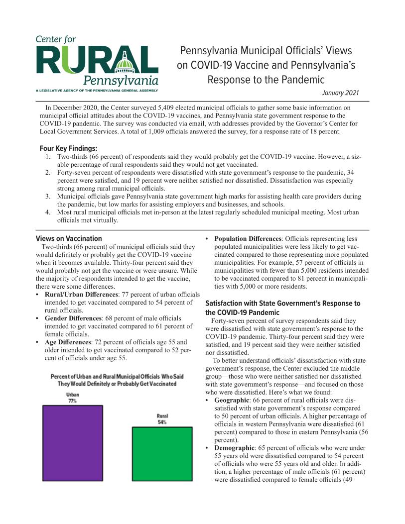 Fact Sheets - Center for Rural PA