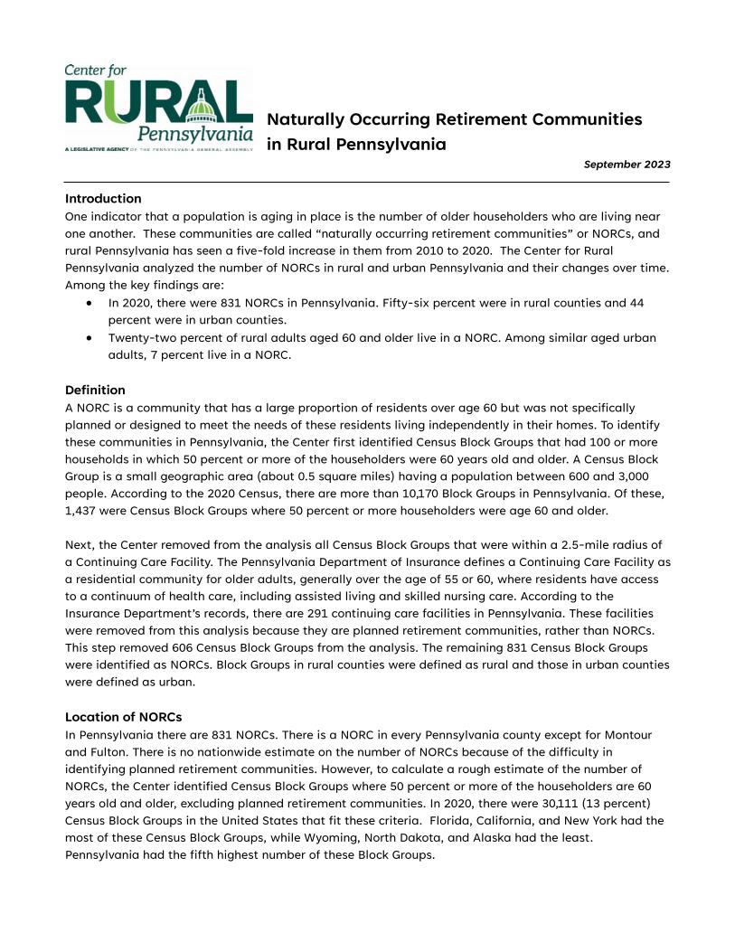 Fact Sheets - Center for Rural PA