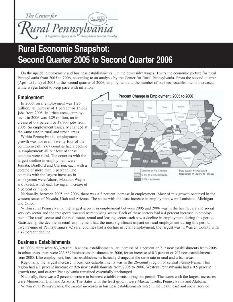 Fact Sheets - Center for Rural PA