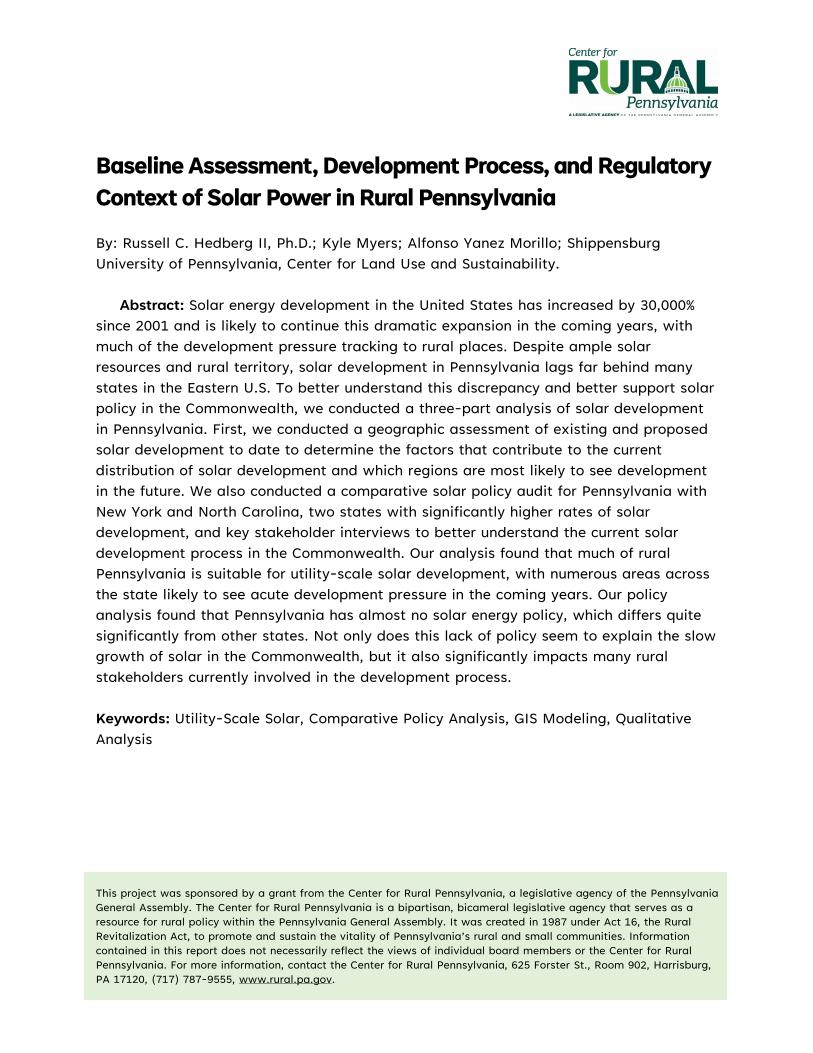 Research Reports - Center for Rural PA