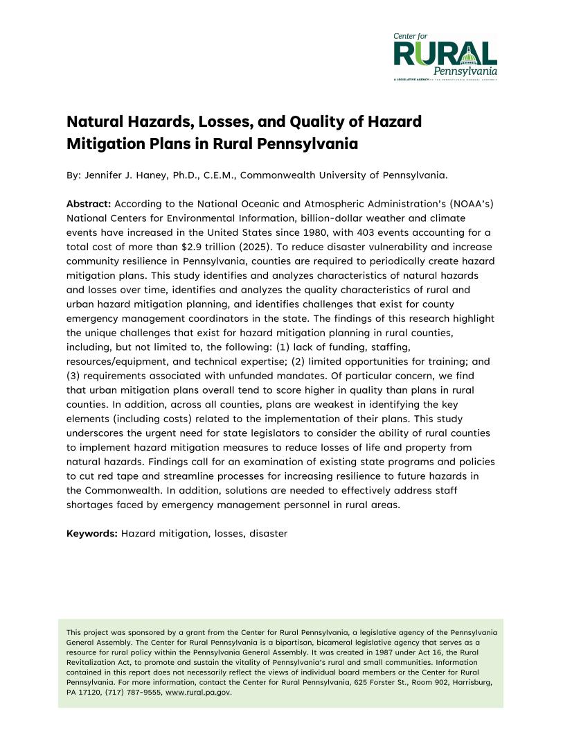 Research Reports - Center for Rural PA